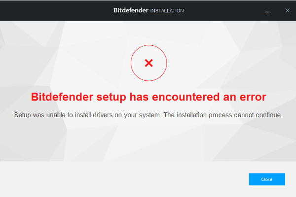 Bitdefender 2015 "setup has encountered an error"