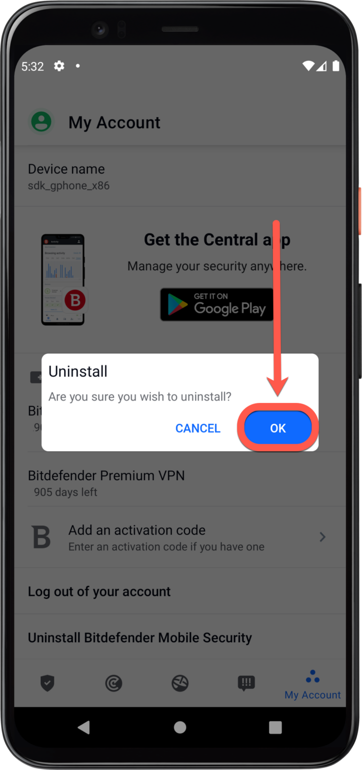How to uninstall Bitdefender Mobile Security for Android