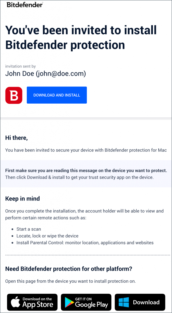 How to install Bitdefender on another device