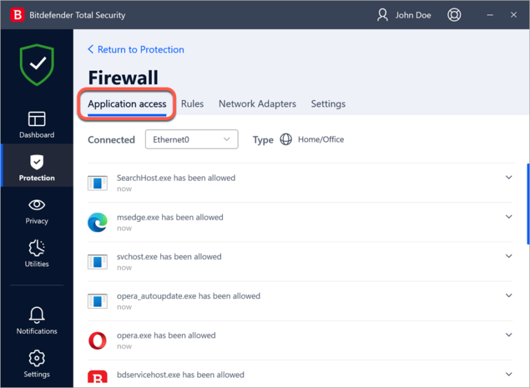 An overview of the Bitdefender Firewall feature
