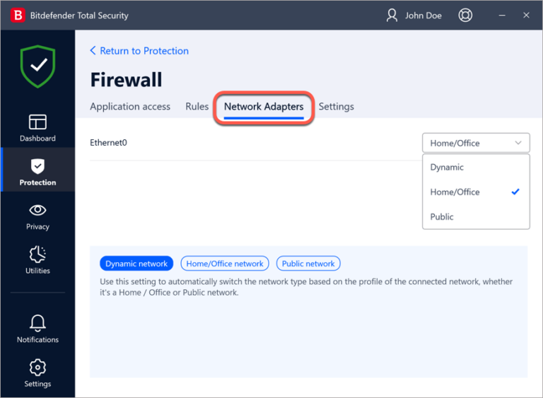 An overview of the Bitdefender Firewall feature