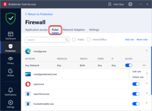 An overview of the Bitdefender Firewall feature