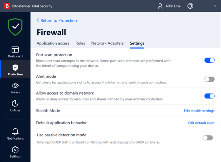 An overview of the Bitdefender Firewall feature
