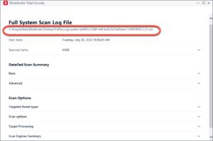 How to scan a computer for viruses with Bitdefender and view the Scan log