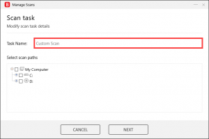 How to configure a custom scan