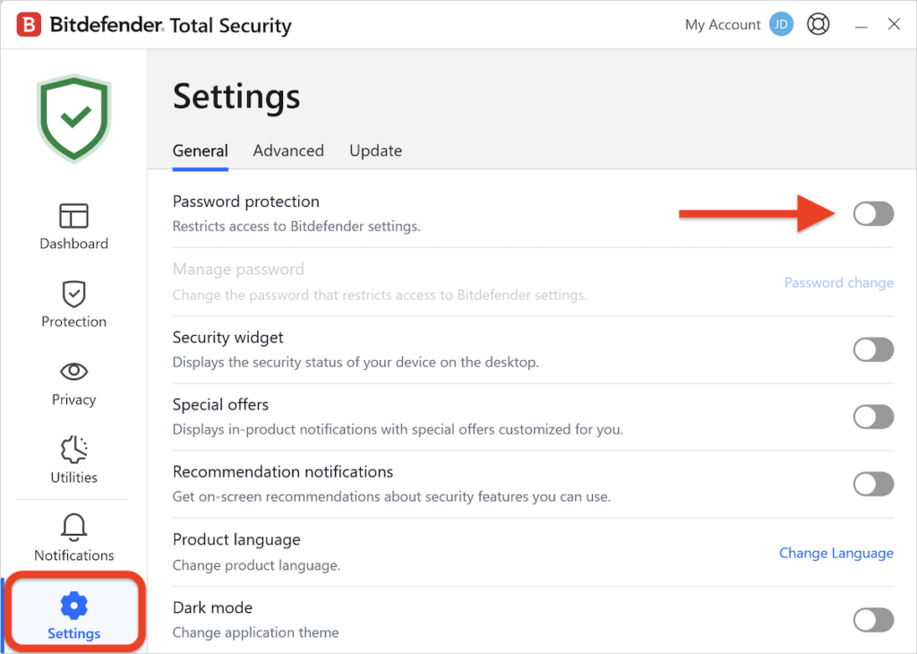 How to Restrict Access to Bitdefender Settings with a Password