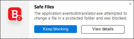 Bitdefender detects a safe application as ransomware