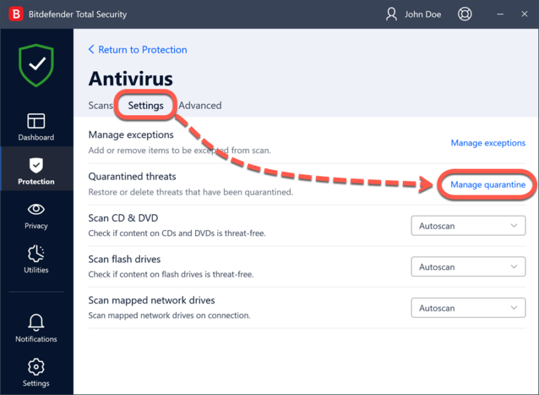 Bitdefender Quarantine: How to recover a legitimate file from Quarantine