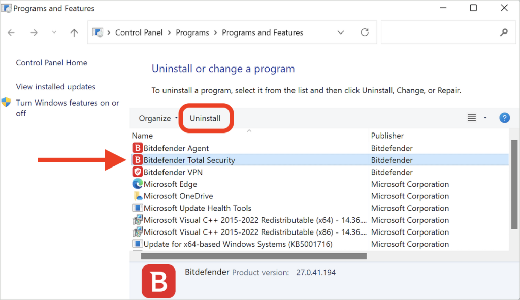 How to Uninstall Your Bitdefender Security Solution on Windows