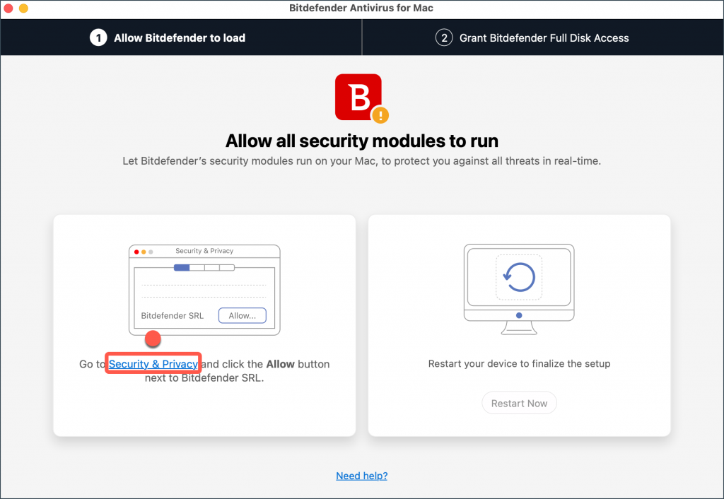 Install Bitdefender Antivirus for Mac on your macOS device
