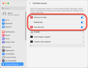 How to grant Full Disk Access to Bitdefender on macOS