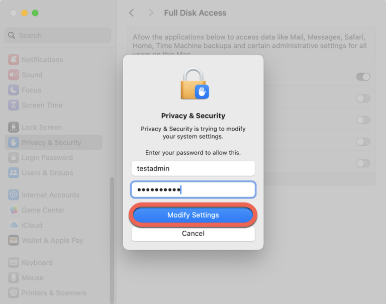 How to grant Full Disk Access to Bitdefender on macOS