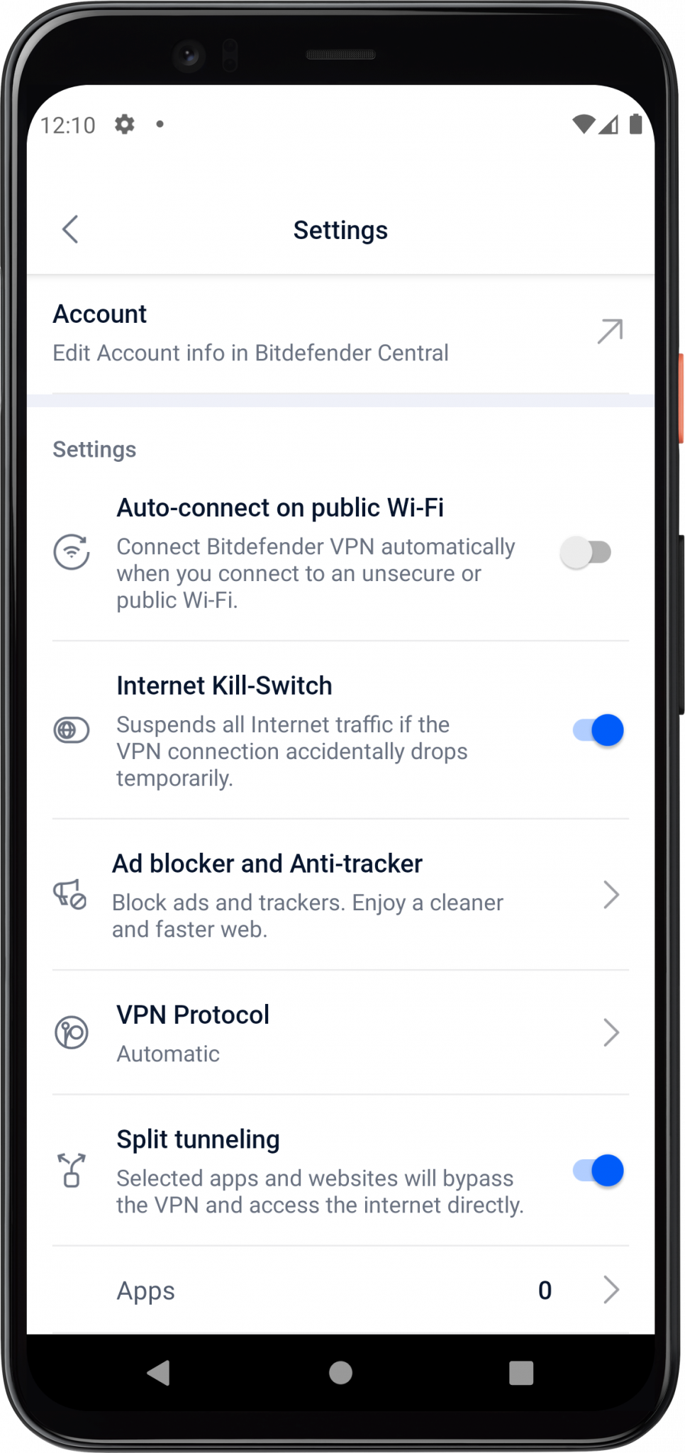 How to use Bitdefender VPN for Android: Settings, Subscriptions