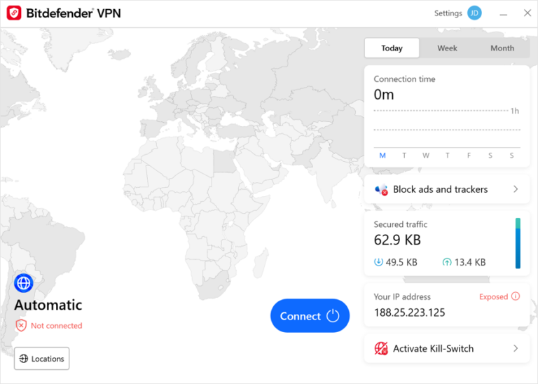 Bitdefender VPN for Windows: Connection, Settings, Subscriptions