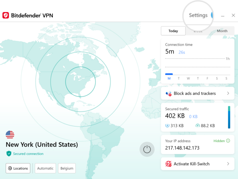 Bitdefender VPN for Windows: Connection, Settings, Subscriptions