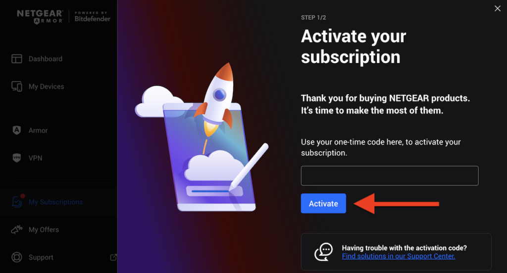 Activate Your NETGEAR Armor Subscription with a Code