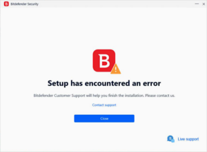Fix installation error "Bitdefender Installation failed" or "Setup has ...