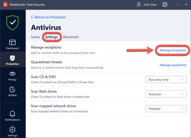 How to exclude files and folders from Bitdefender Antivirus scan