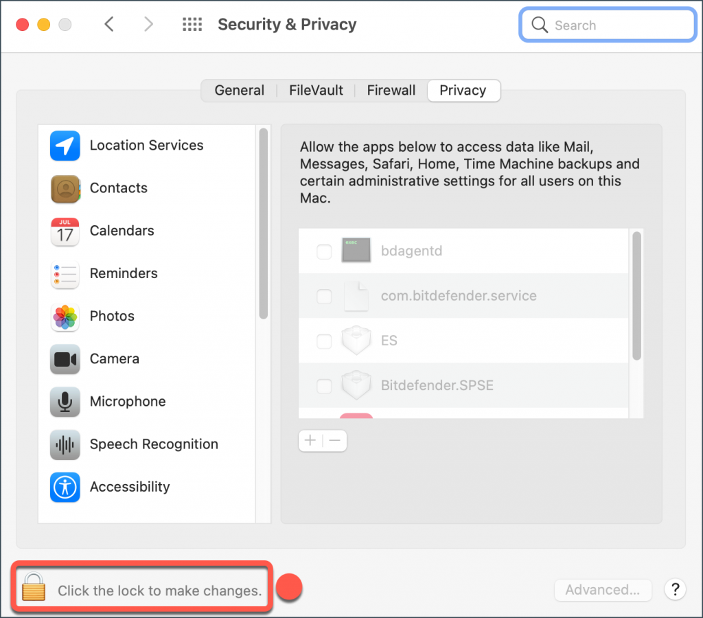 How to grant Full Disk Access to Bitdefender on macOS