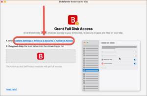 How to grant Full Disk Access to Bitdefender on macOS