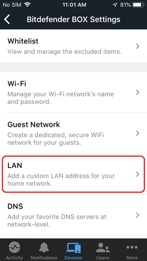 How to change the LAN settings of Bitdefender BOX