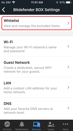 How to add a blocked website to the Bitdefender BOX Whitelist
