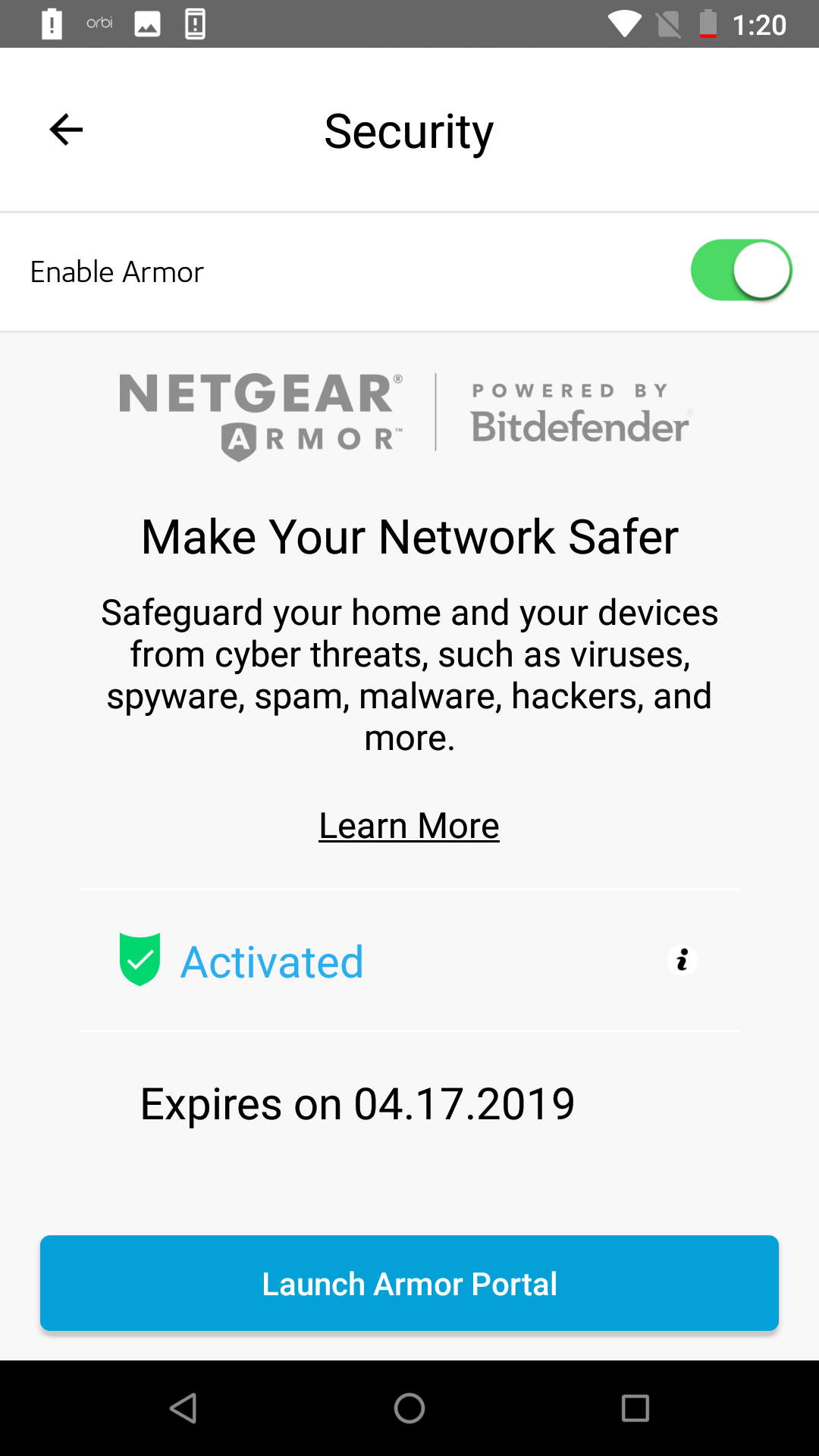Activate NETGEAR Armor protection on your Orbi router