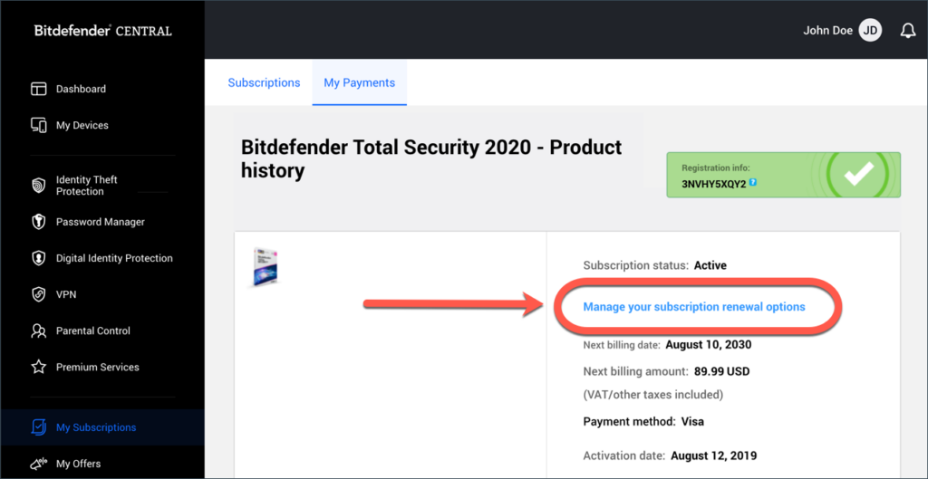 How do I cancel Bitdefender auto-renewal?
