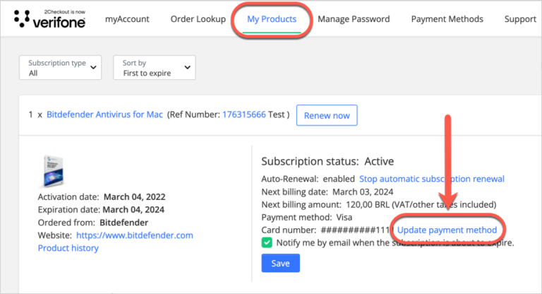 How do I update my Credit Card information? - Bitdefender