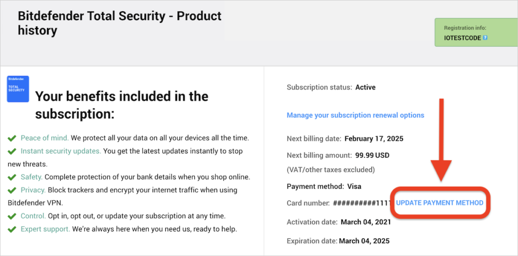 How do I update my Credit Card information? - Bitdefender