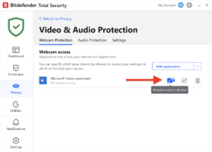 How do I stop Bitdefender from blocking my camera?