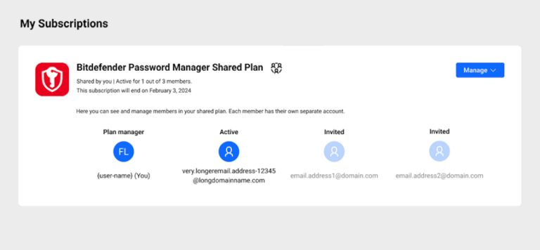 How does Bitdefender Password Manager Shared Plan work?