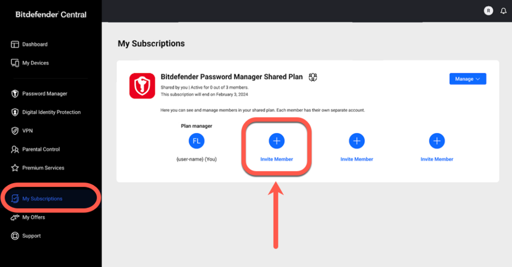 How does Bitdefender Password Manager Shared Plan work?