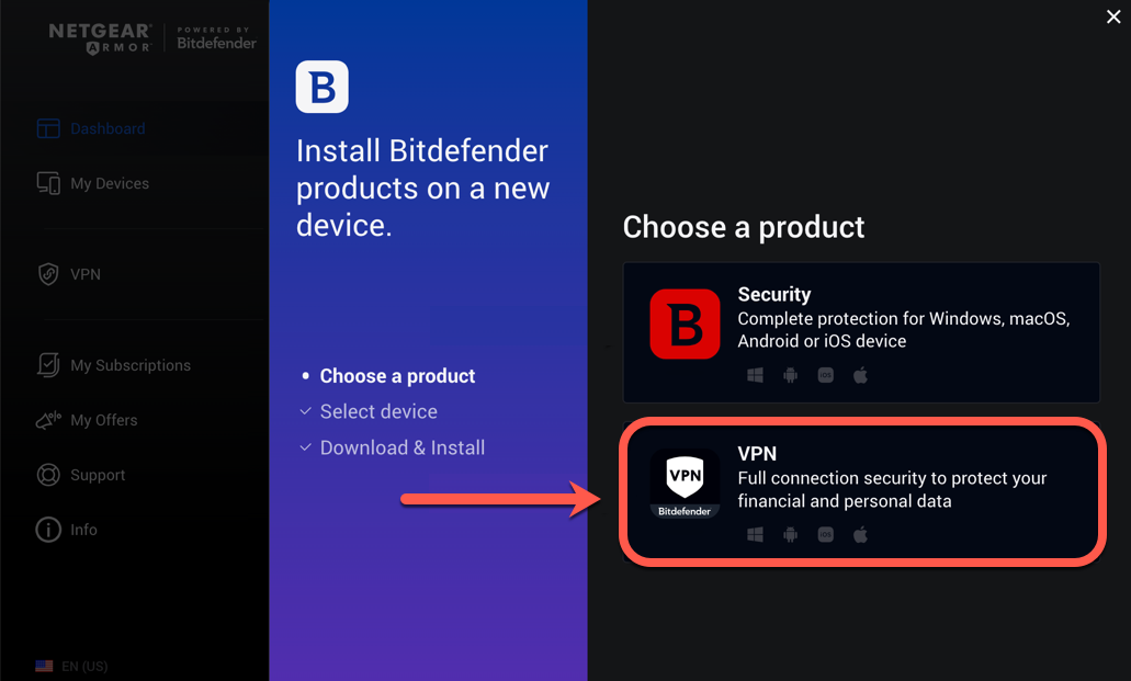 Install NETGEAR VPN by Bitdefender on Windows
