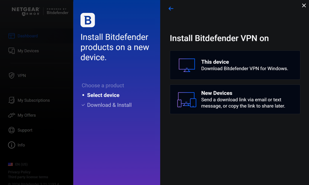 Install NETGEAR VPN by Bitdefender on Windows