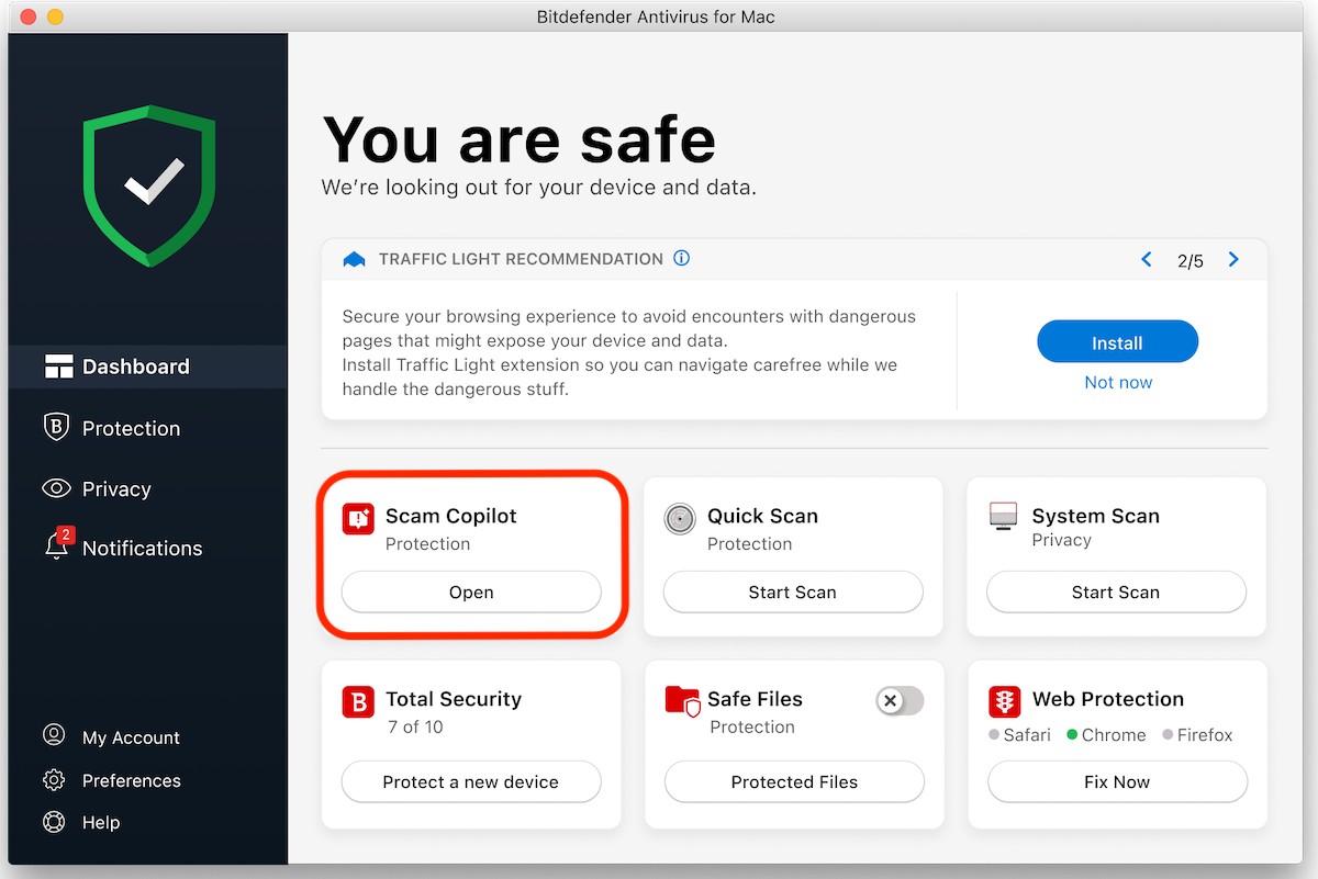 How to Set Up Scam Copilot on macOS - Bitdefender Consumer Support Center