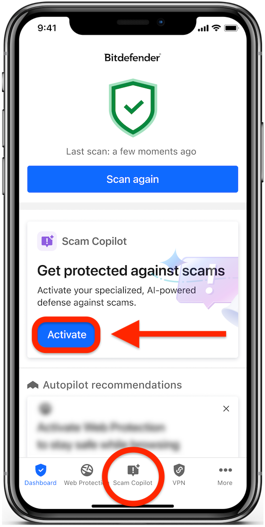 How to Set Up Scam Copilot on iOS - Bitdefender Consumer Support Center