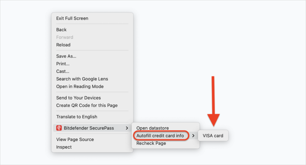 How to Autofill Card Details with Bitdefender SecurePass
